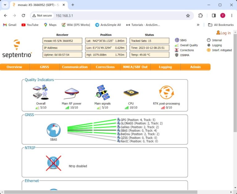 How to configure Septentrio Mosaic-X5 and Mosaic-H - ArduSimple