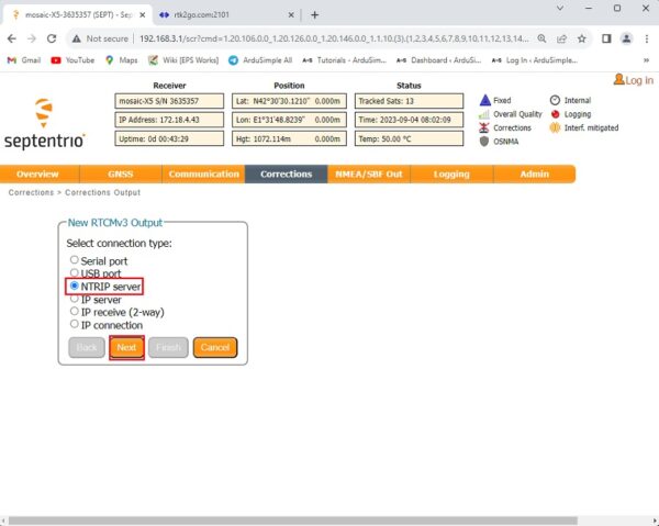 How to share your triple-band Septentrio base station with RTK2go via ...