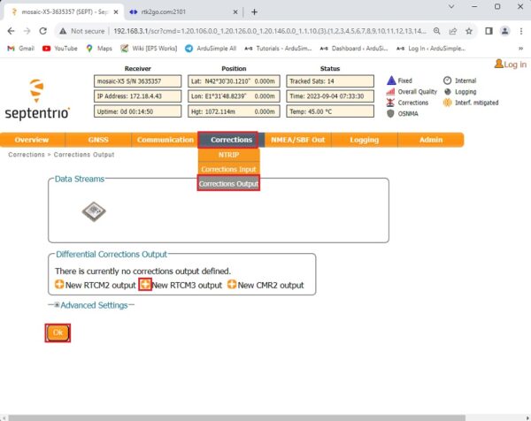 如何分享您的三频 Septentrio 基站与 RTK2go 通过 Septentrio Native Ethernet - ArduSimple
