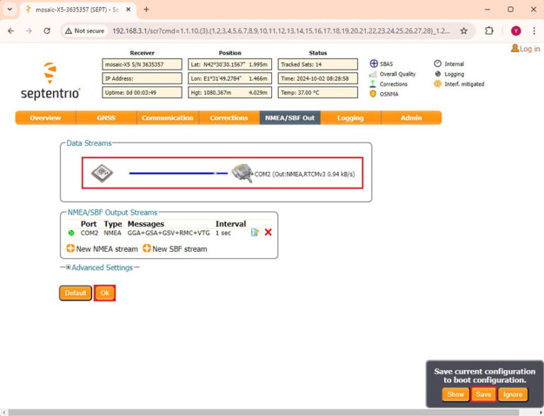 How to configure Septentrio Mosaic-X5 and Mosaic-H - ArduSimple