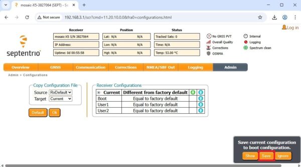 How to configure Septentrio Mosaic-X5 and Mosaic-H - ArduSimple